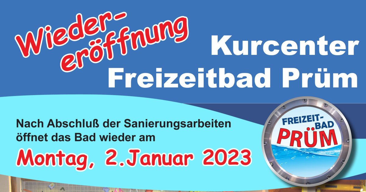 Wiedereröffnung Kurcenter Freizeitbad Prüm | Verbandsgemeinde Prüm